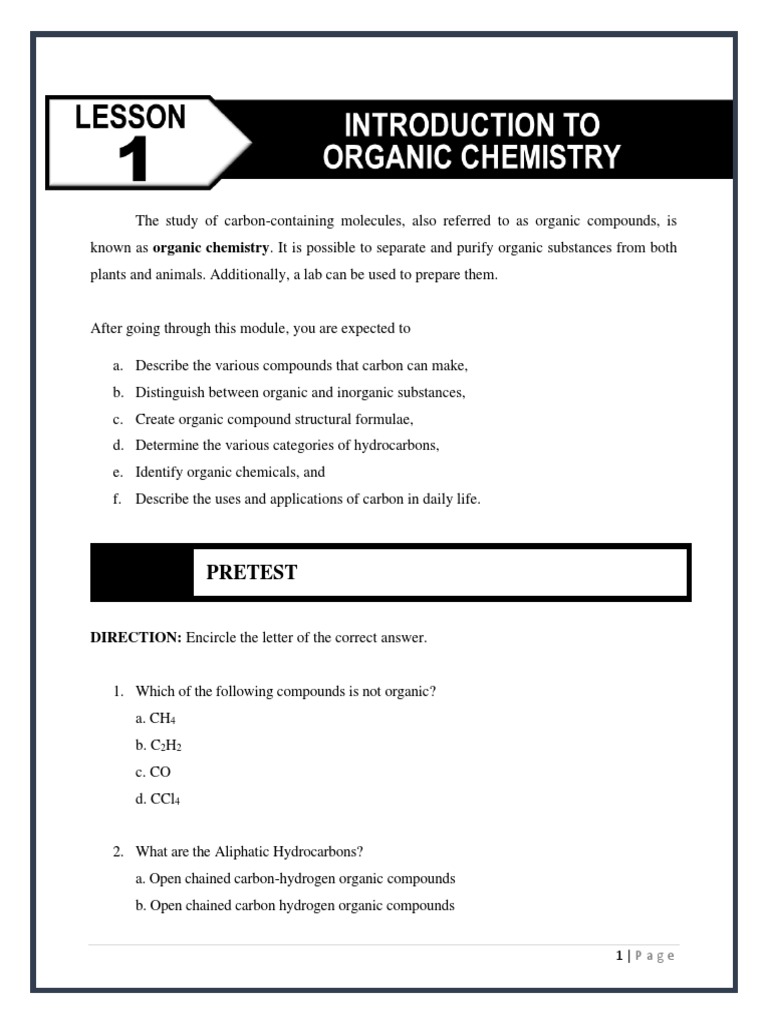 Module in Organic Chemistry | PDF | Alkane | Alkene