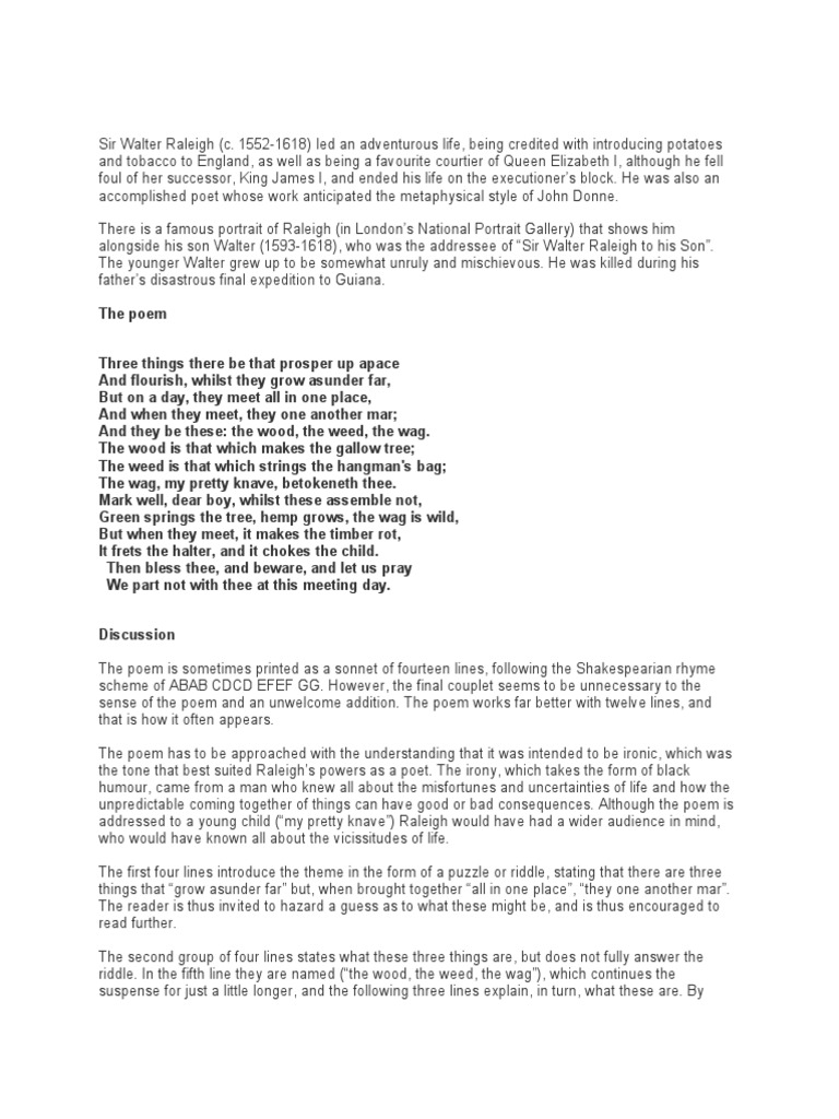 Sir Walter Raleigh | PDF | Hanging | Poetry