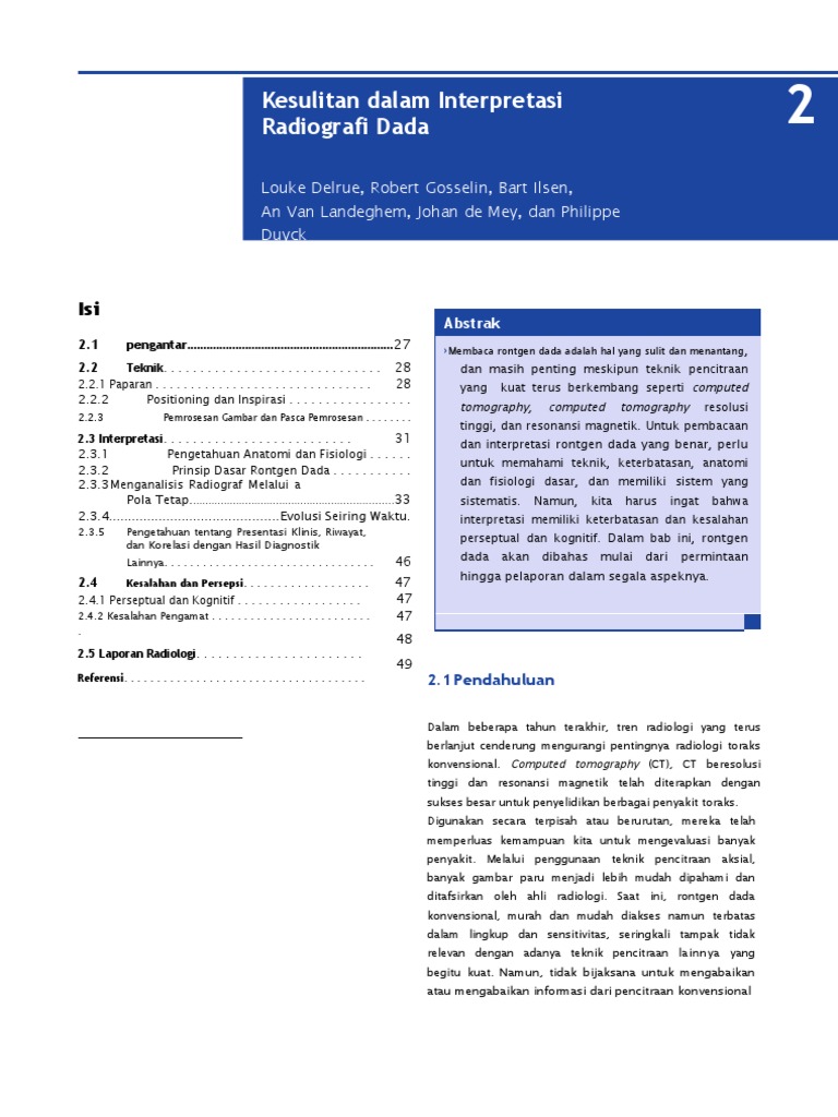 Kesulitan Dalam Interpretasi Radiografi Dada | PDF