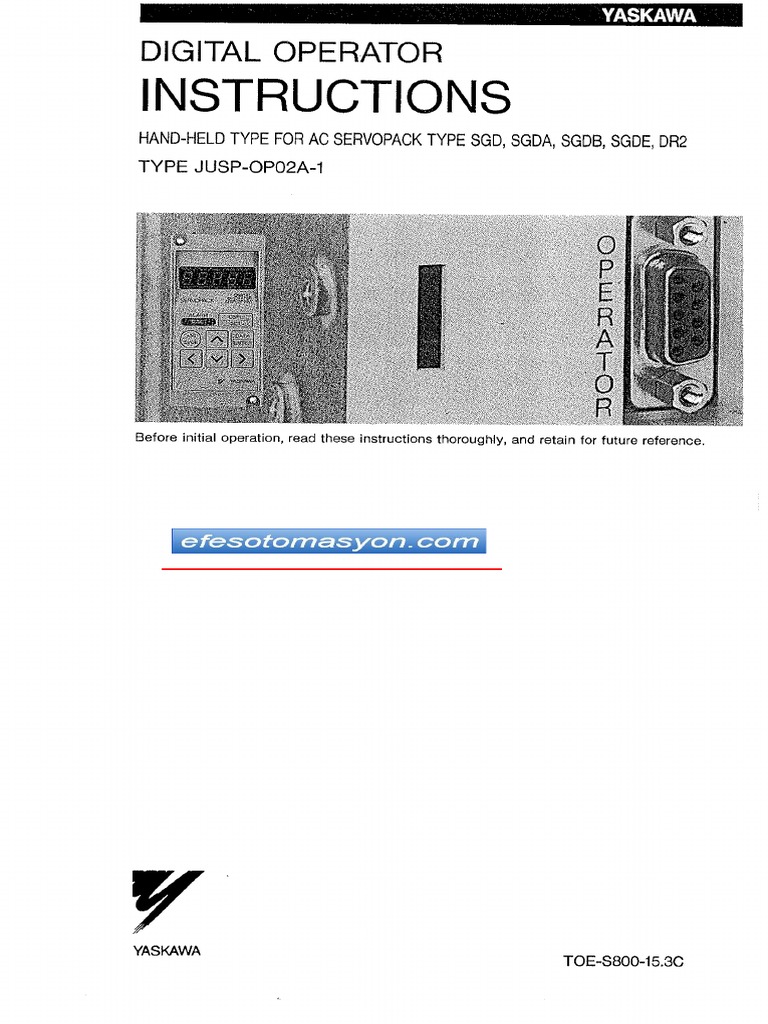 Digital Operator Instructions Hand-Held Type For AC Servopack Type SGD ...