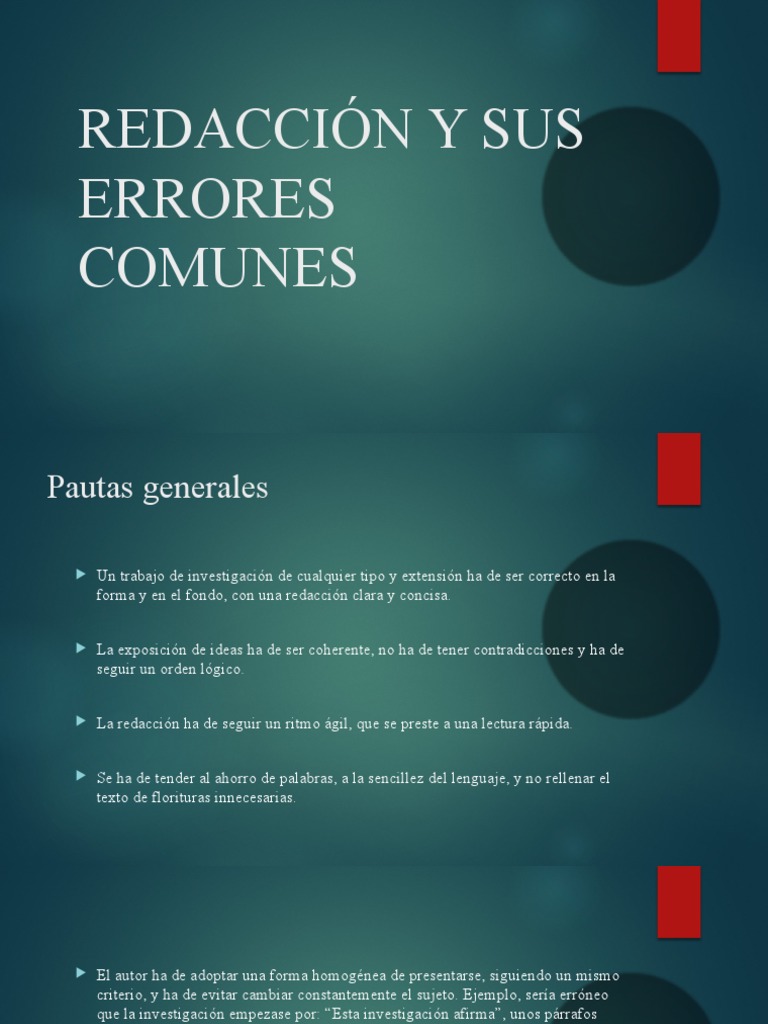 Redacción y Sus Errores Comunes | PDF | Verbo | Adjetivo