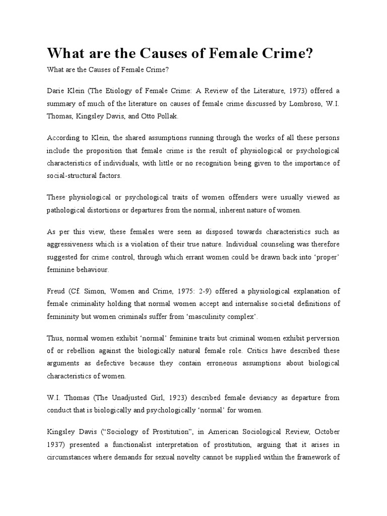 Female and Crime | PDF | Crimes | Crime & Violence