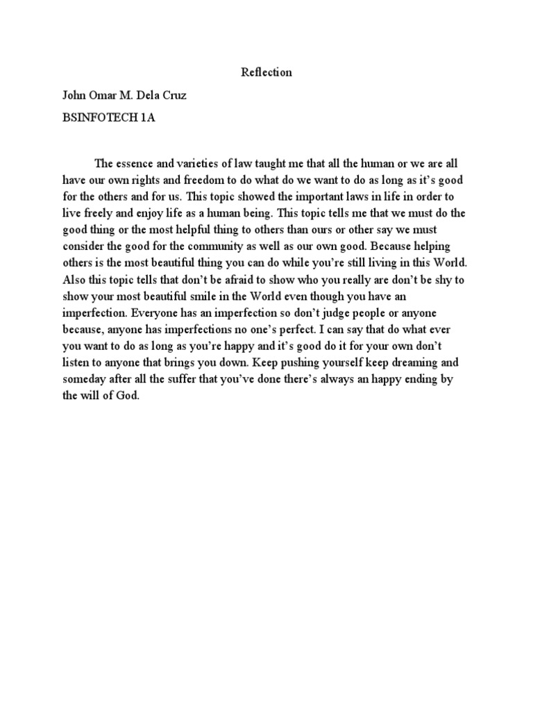 Reflection For Ethics | PDF