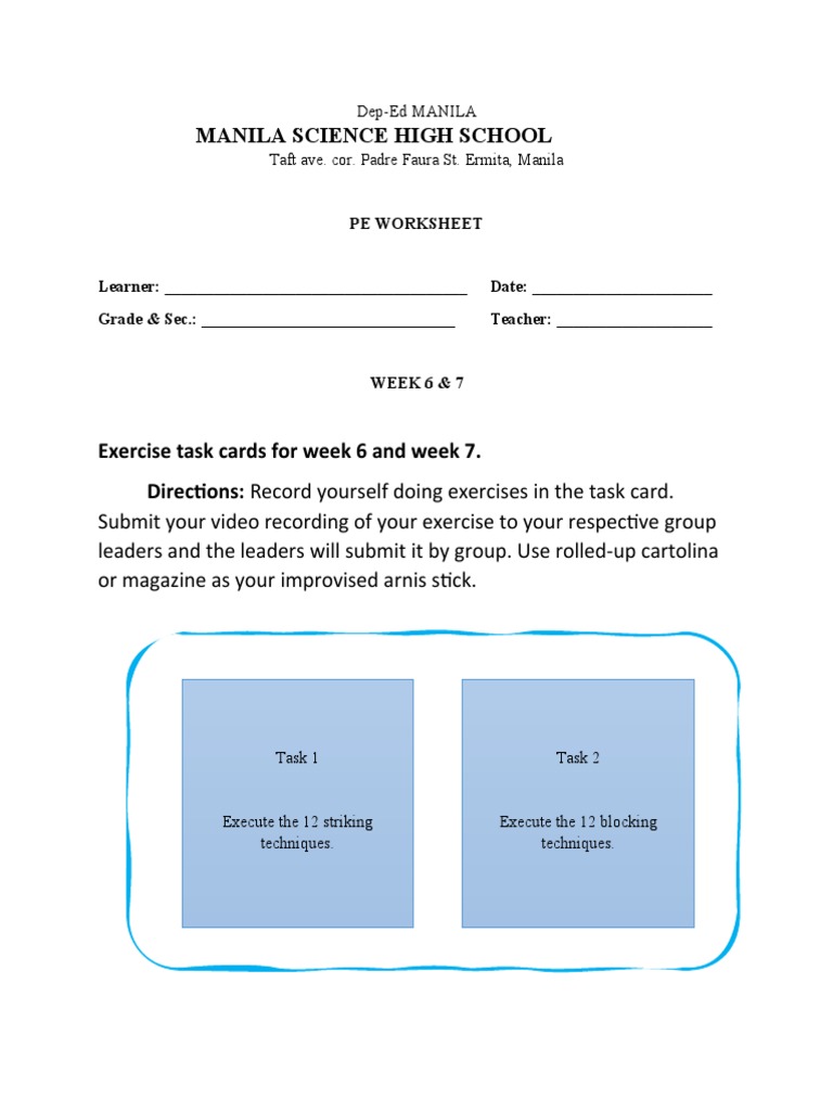 Arnis Exercise Task Card Instructions | PDF | Home & Garden | Computers