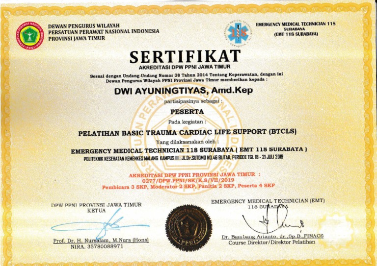 Sertifikat BTCLS | PDF