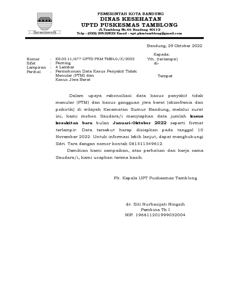 Surat Permohonan Data Klinik Swasta | PDF