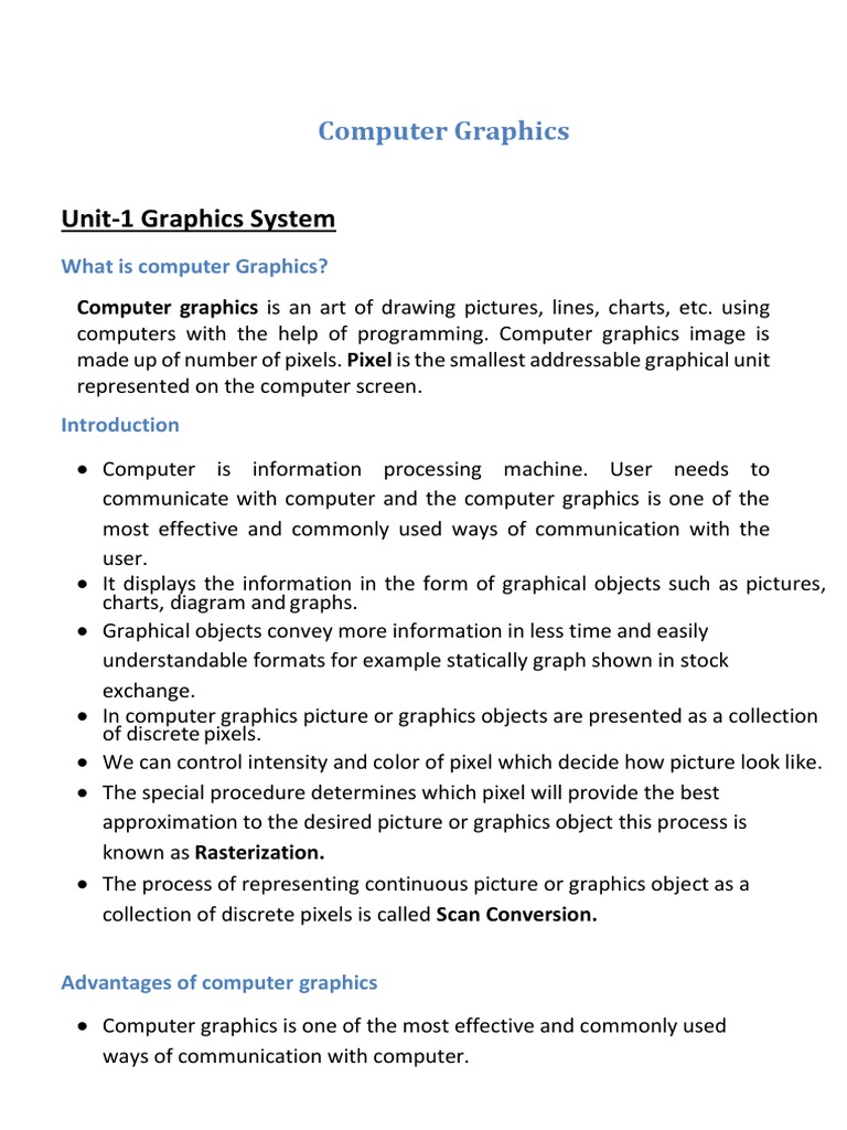 Unit1 2 Notes | PDF | Liquid Crystal Display | Computer Graphics