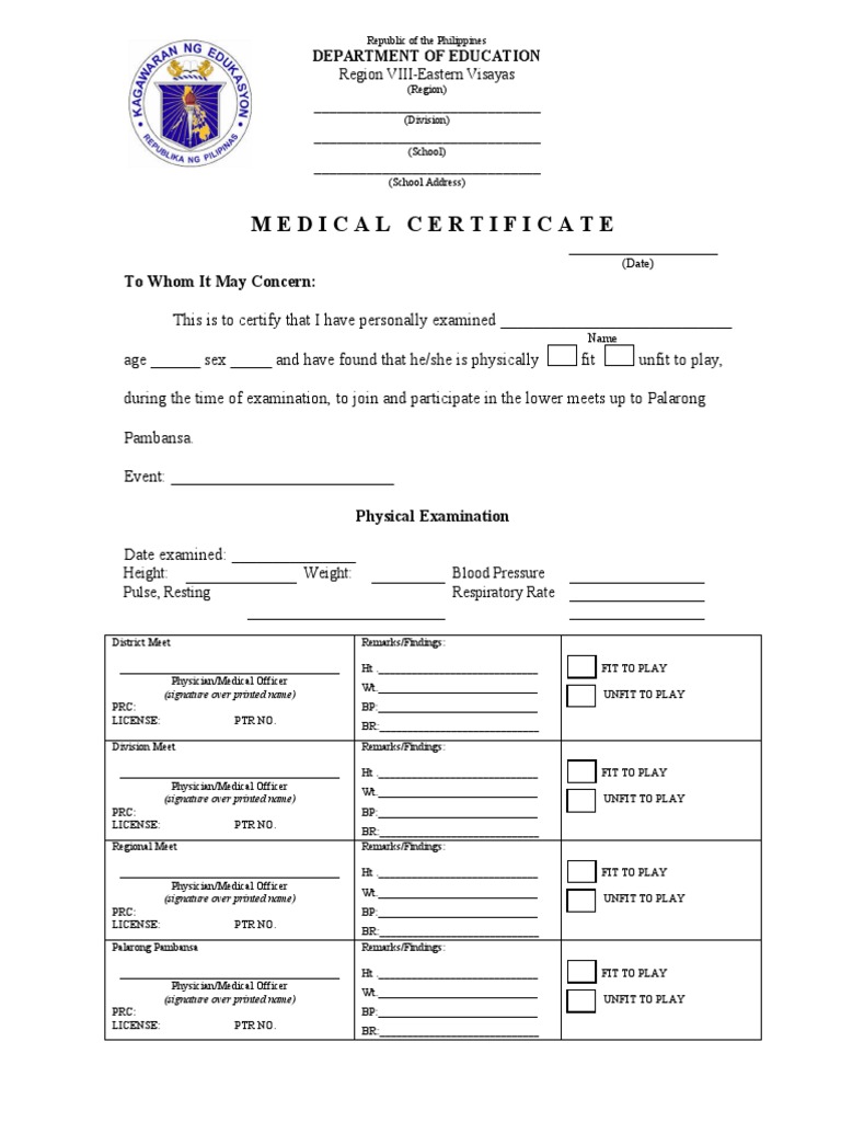 2020 MedicalCertificate-ATHLETE | PDF | Public Services | Social Programs