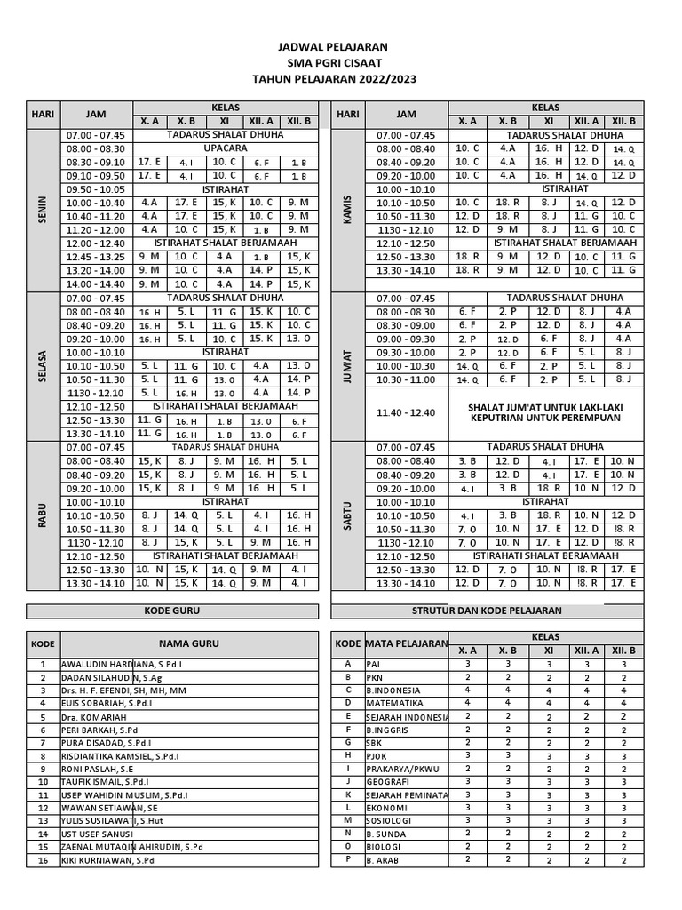 Jadwal SMT 2 | PDF