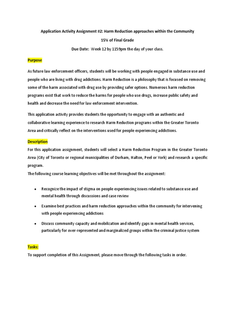 Application Activity 2 Harm Reduction | PDF | Opioid Use Disorder ...