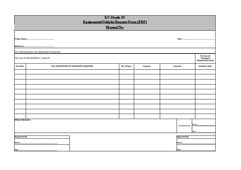 Equipment Request Form Template | PDF