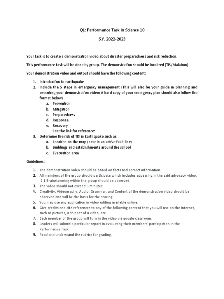 Q1 - PETA 1 - Guidelines | PDF | Business | Computers