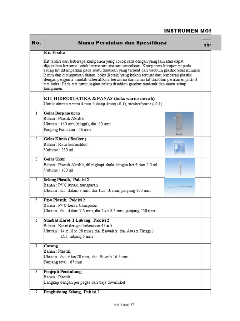 Instrumen Monitoring Alat Lab Ipa SMP | PDF