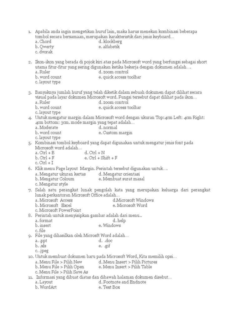 Kuis Microsoft Office dan Excel | PDF | Seni | Komputer