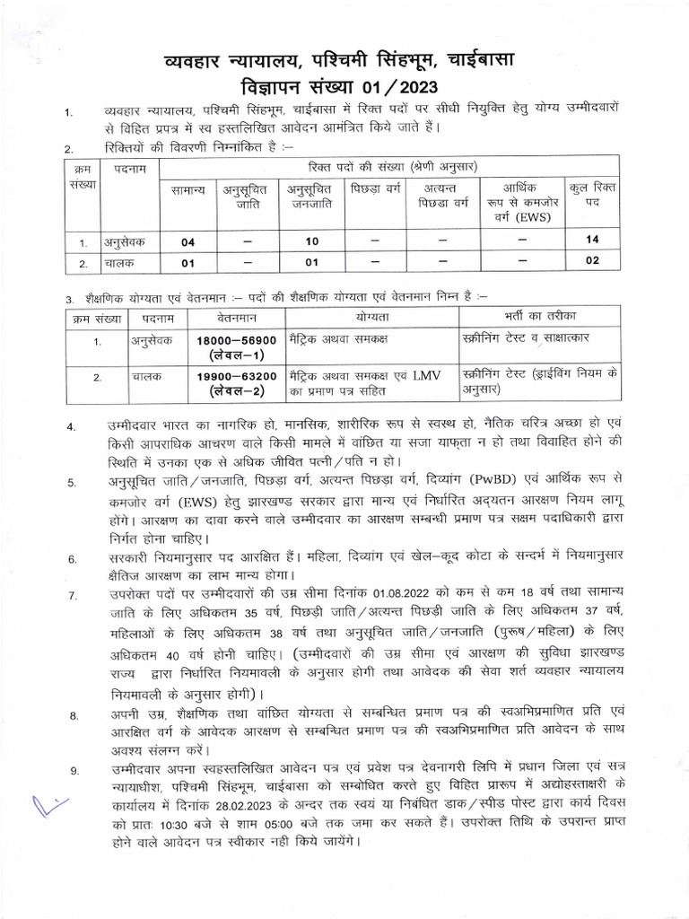 Advertisement Form For Class-IV On 18-01-2023 | PDF