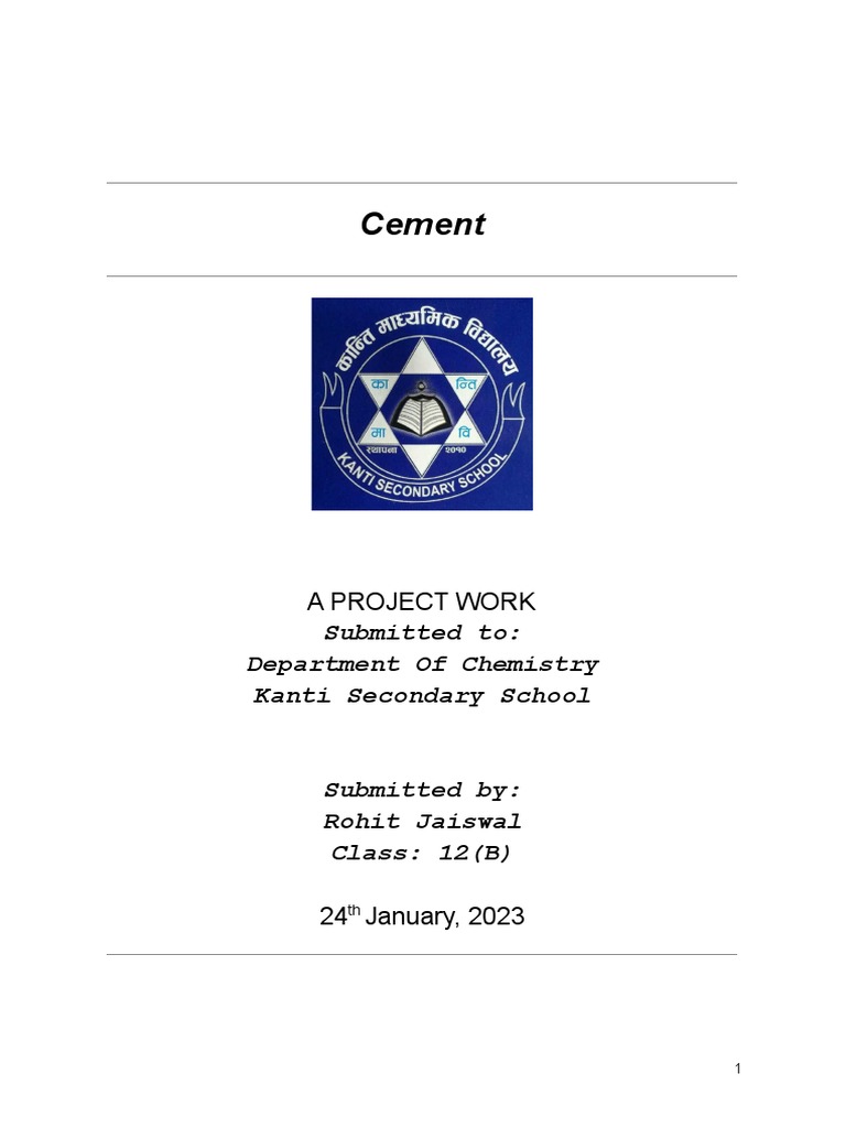 Cement Class 12 Chemistry | PDF | Cement | Concrete