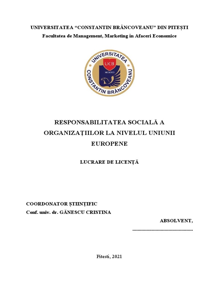 Exemplu Coperta+cuprins Licenta | PDF