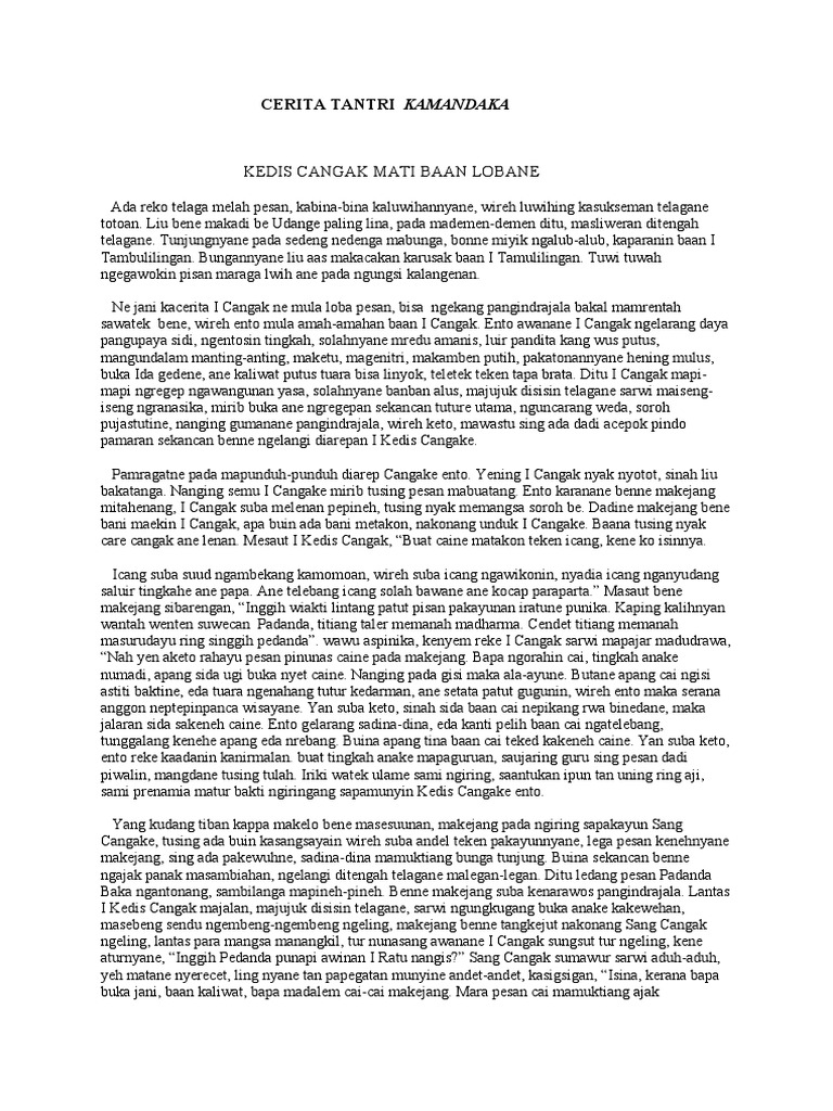 Cerita Tantri Kamandaka Anya Bahasa Bali | PDF