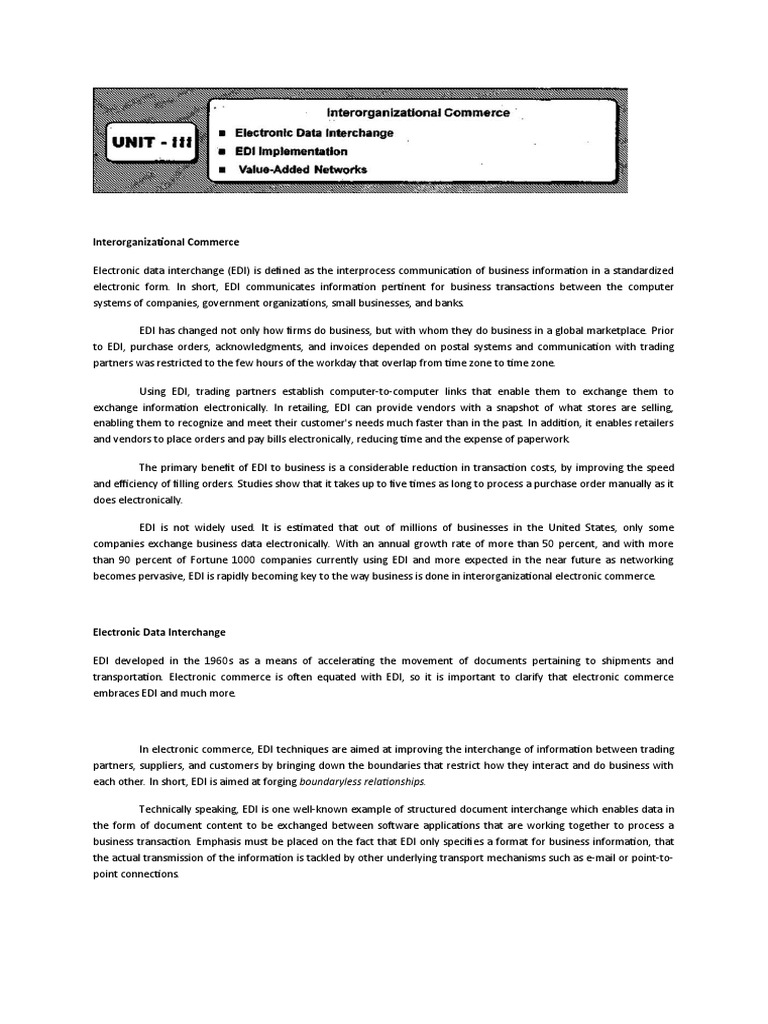 Unit 4 | PDF | Electronic Data Interchange | Payments