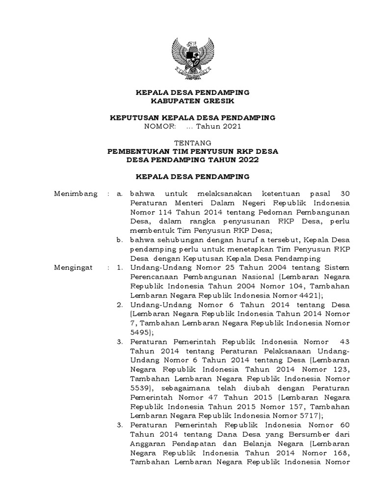 SK-Tim Penyusun RKPDesa | PDF