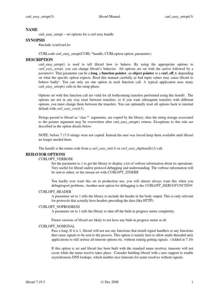 Curl Easy Setopt | PDF | Network Architecture | Internet Architecture