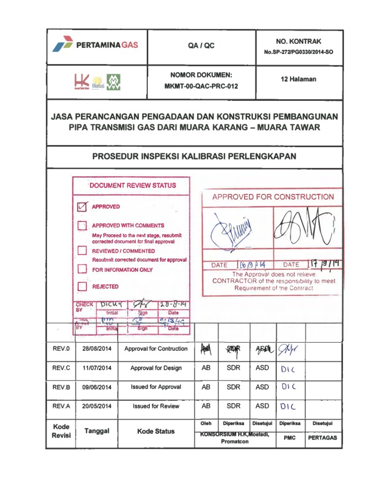 MKMT-00-QAC-PRC-012 Prosedur Inspeksi Kalibrasi Perlengkapan (Approved ...
