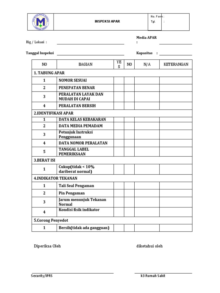 Form 08 Latihan Inspeksi Apar | PDF