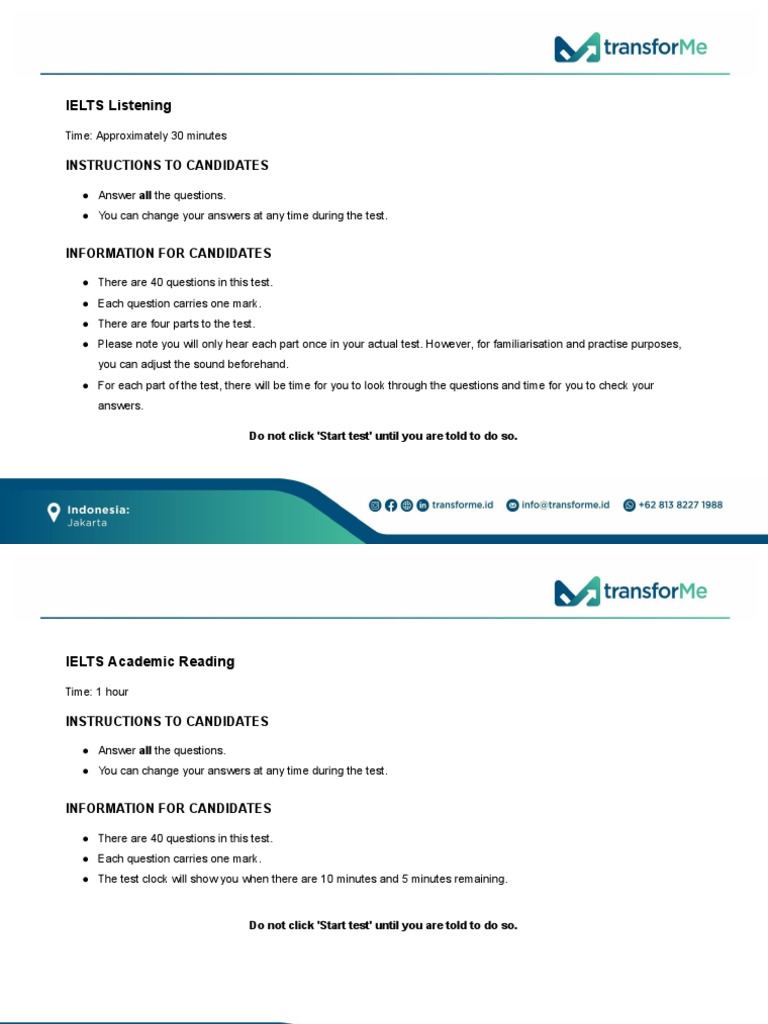 IELTS Prediction Instructions Landscape | PDF | International English ...