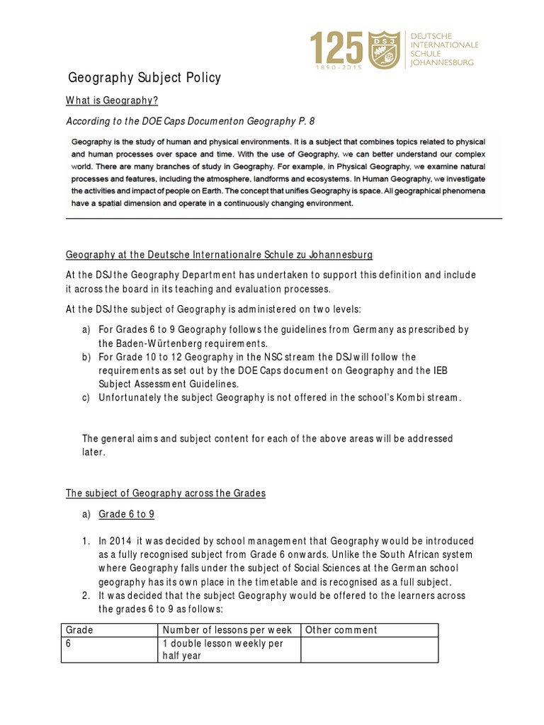 Geography Subject Policy | PDF