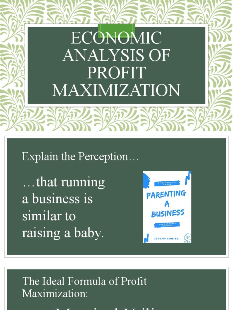 Economic Analysis Of Profit Maximization Pdf