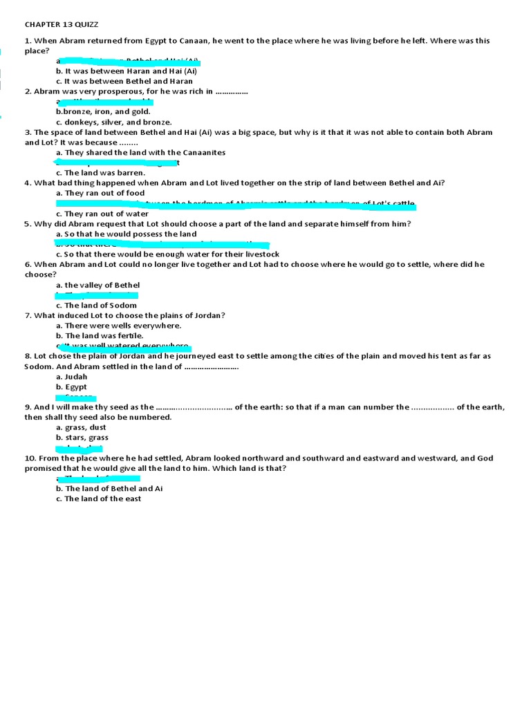 CHAPTER-13-QUIZ Bible | PDF | Young Adult