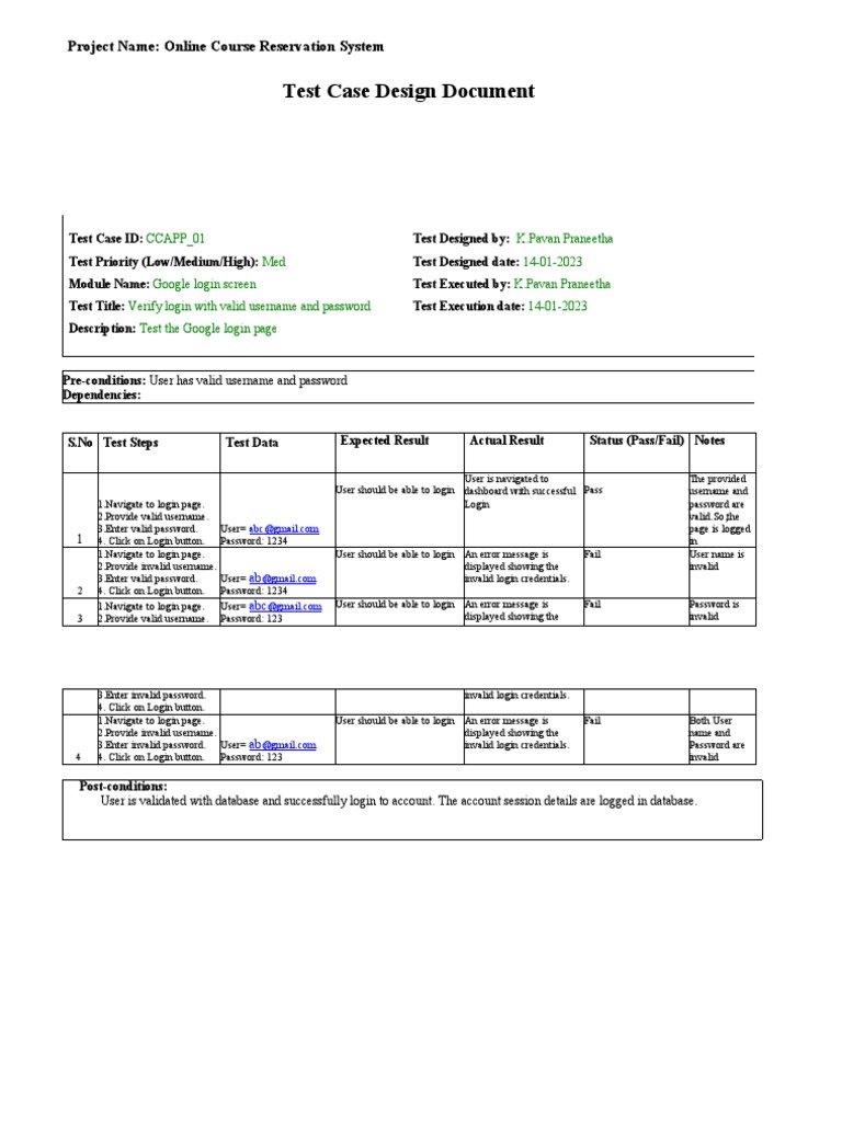 Template SE Testcases Document | PDF | Login | User (Computing)