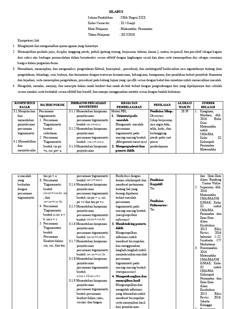 Silabus KD 3.1 | PDF