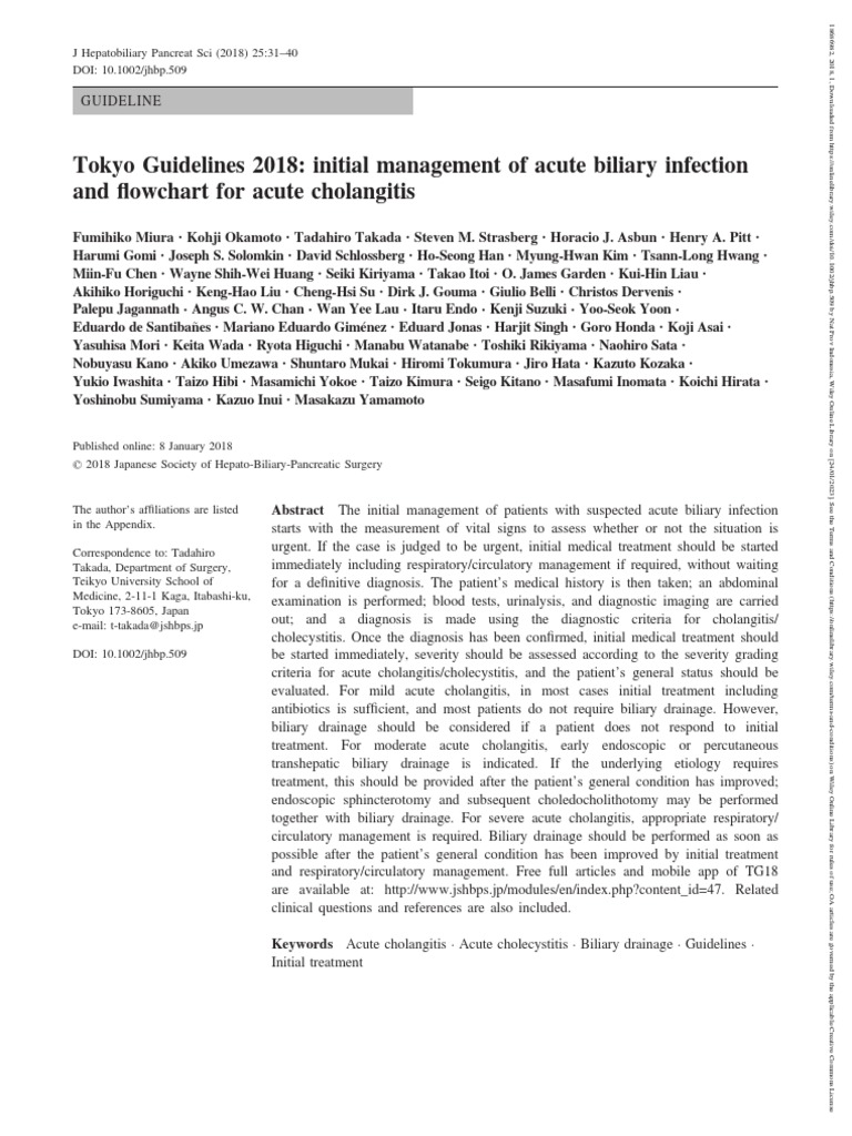 Initial Management of Acute Biliary Infection and J Hepato Biliary ...