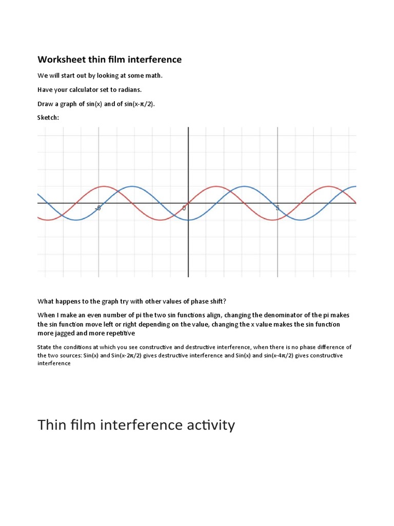 Worksheet Thin Film Interference | PDF | Motion (Physics) | Applied And Interdisciplinary Physics