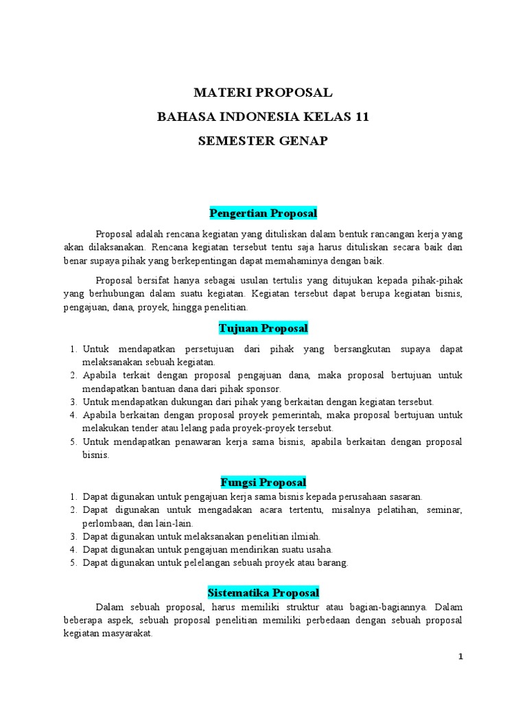 Materi Proposal Kelas 11 Genap | PDF