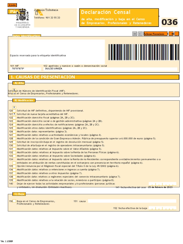Modelo 036 | PDF | Impuestos | Impuesto sobre la renta