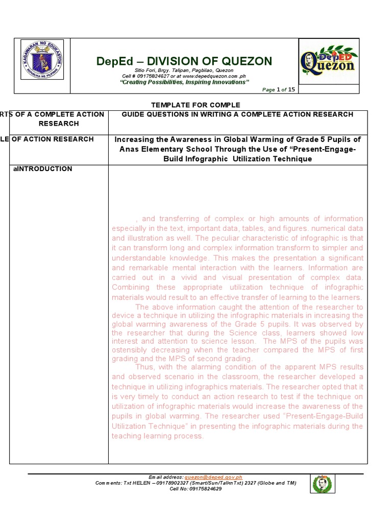 Template For Complete Action Research | PDF | Infographics | Information