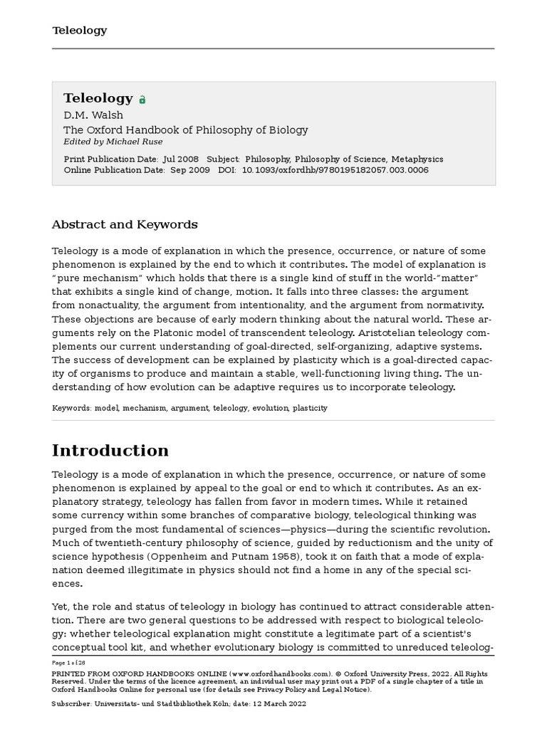 5.a. Teleology (History of The Concept Naturalization Naturalized ...