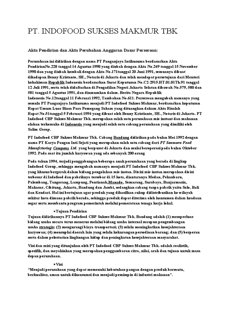 PT Indofood TBK | PDF