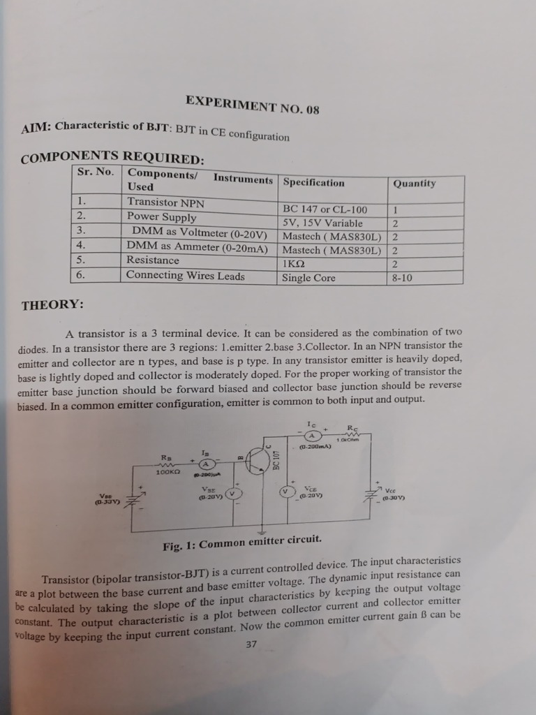 Electronics Experiment 8 | PDF | Bipolar Junction Transistor | Electrical Engineering