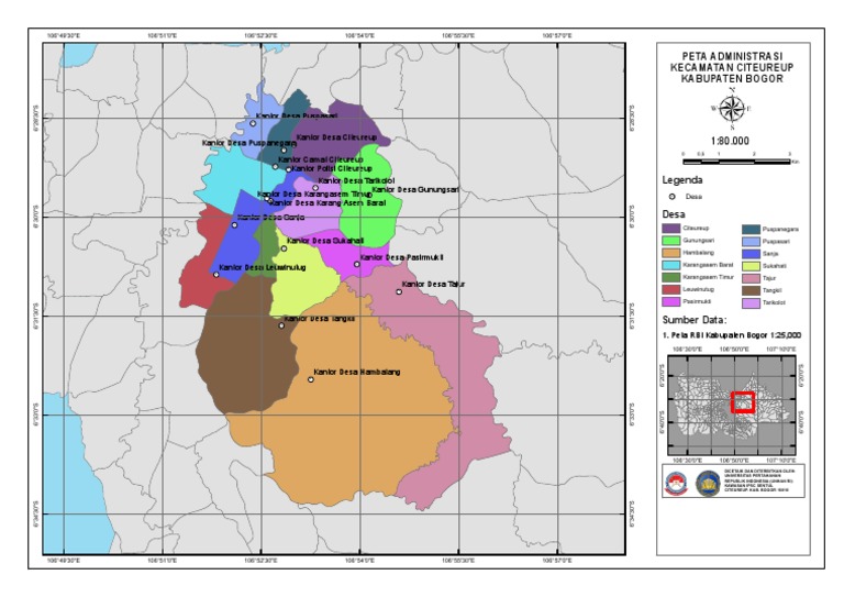 Peta Administrasi Kecamatan Citeureup | PDF