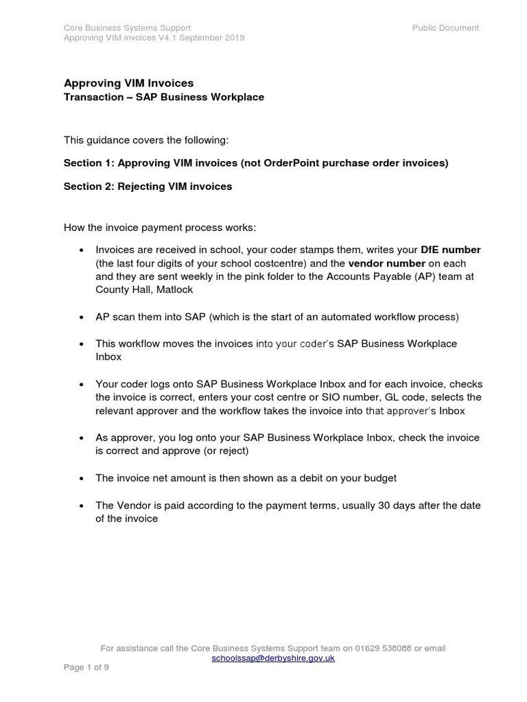Approving Vim Invoices v6 September 2019 | PDF | Accounts Payable ...