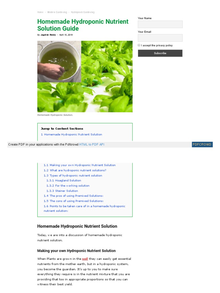 Gardeningtips in Homemade Hydroponic Nutrient Solution Guide | PDF ...