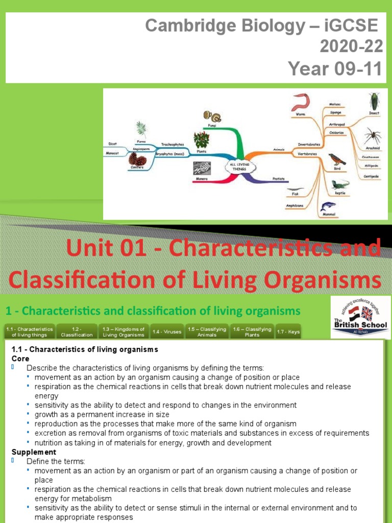 CH 1 Characteristics and Classification of Living Organisms | PDF ...