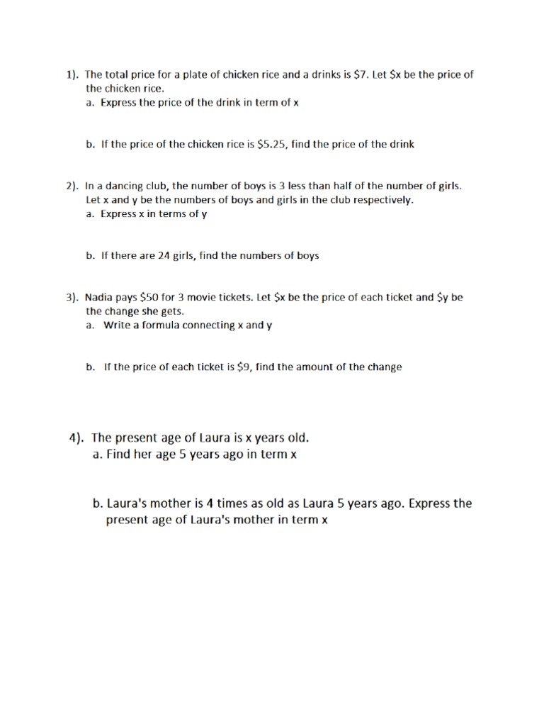 Algebra Part 1 | PDF