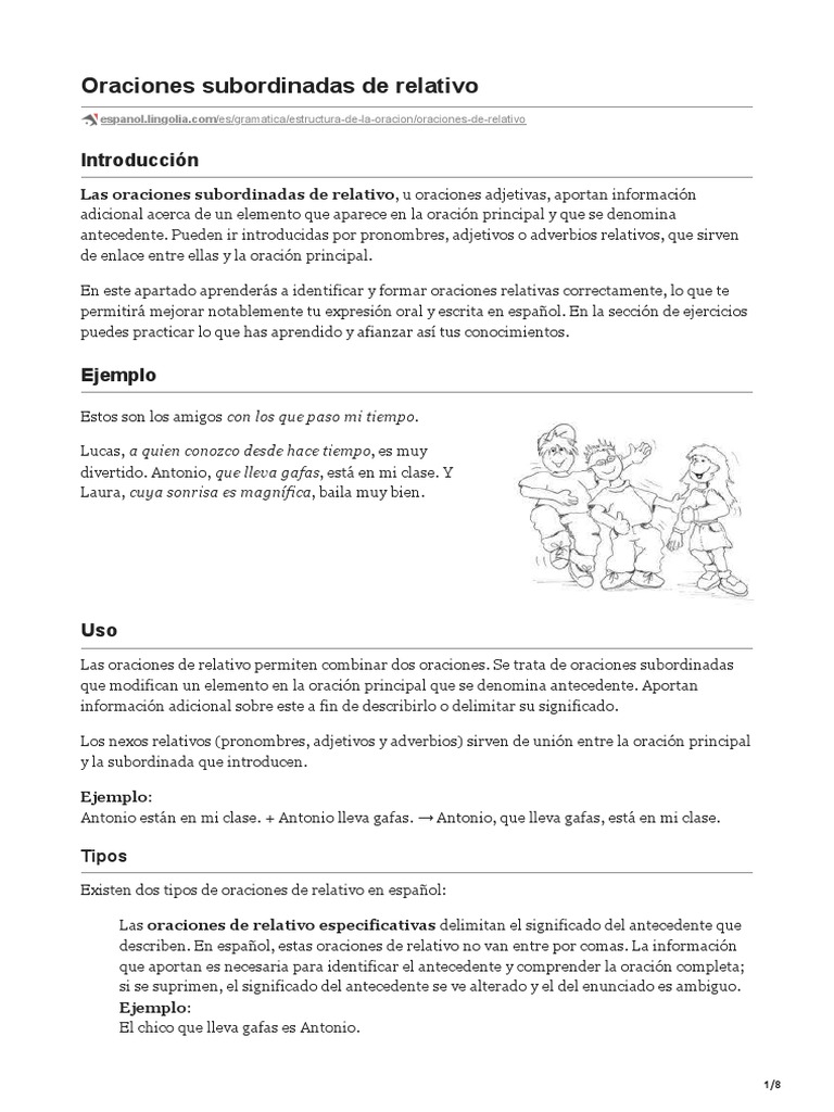 Oraciones Subordinadas de Relativo | PDF