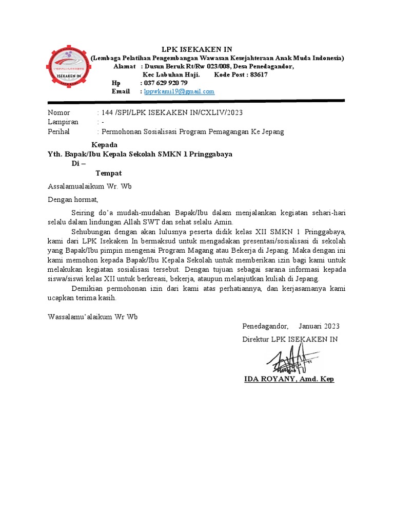 Sosialisasi Magang ke Jepang di SMKN 1 | PDF