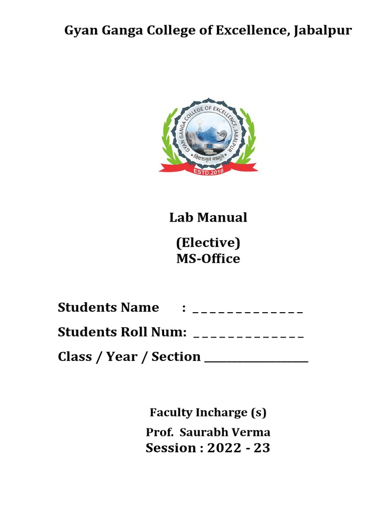 MS-Office Lab Manual 2022-23 BCom (CA) - I B + BBA + BCom (Tax) - I | PDF MS-Office Lab Manual 2022-23 BCom (CA) - I B + BBA + BCom (Tax) - I | PDF