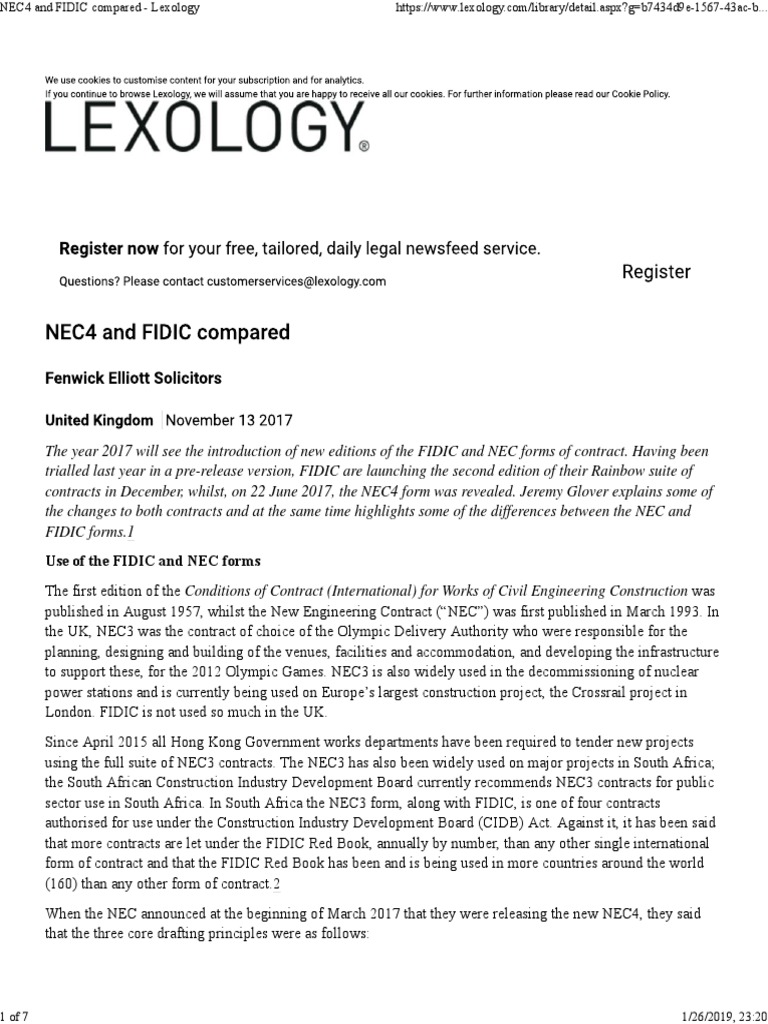 NEC4 vs FIDIC 2017 Contract Updates | PDF | Business | Common Law